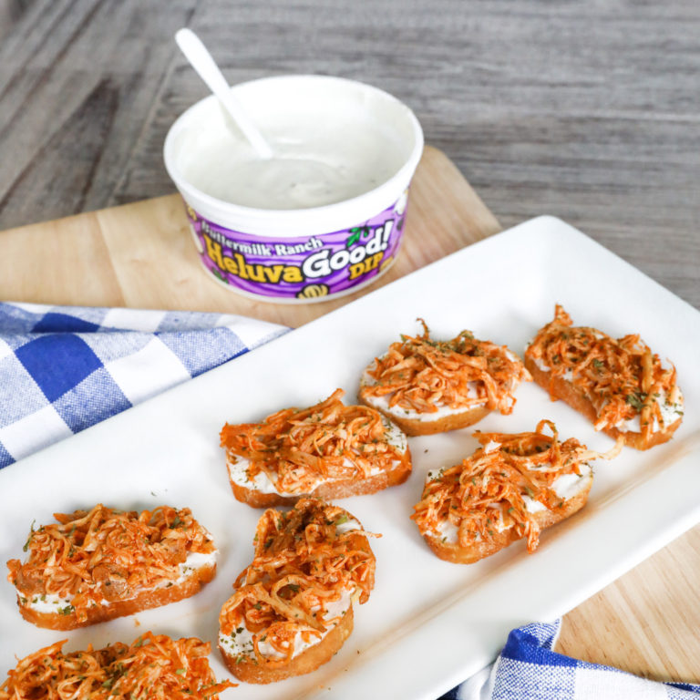 Buffalo Chicken Crostini Bites with Ranch - The Southern Thing